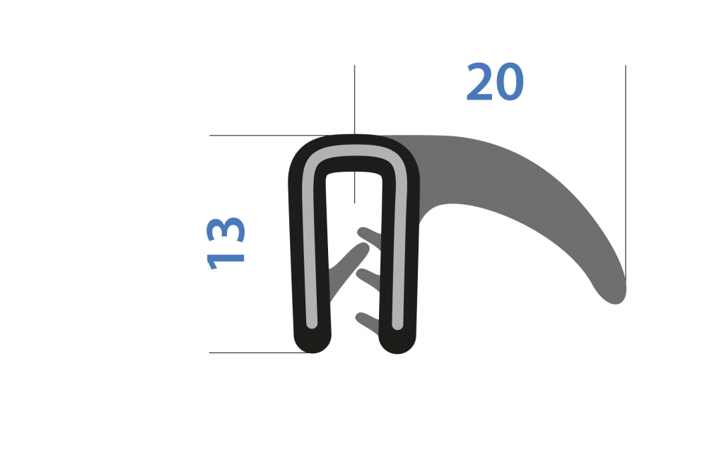 Kantenschutz 1-2 mm schwarz, Dichtlippe seitl. - HHD Kantenschutz